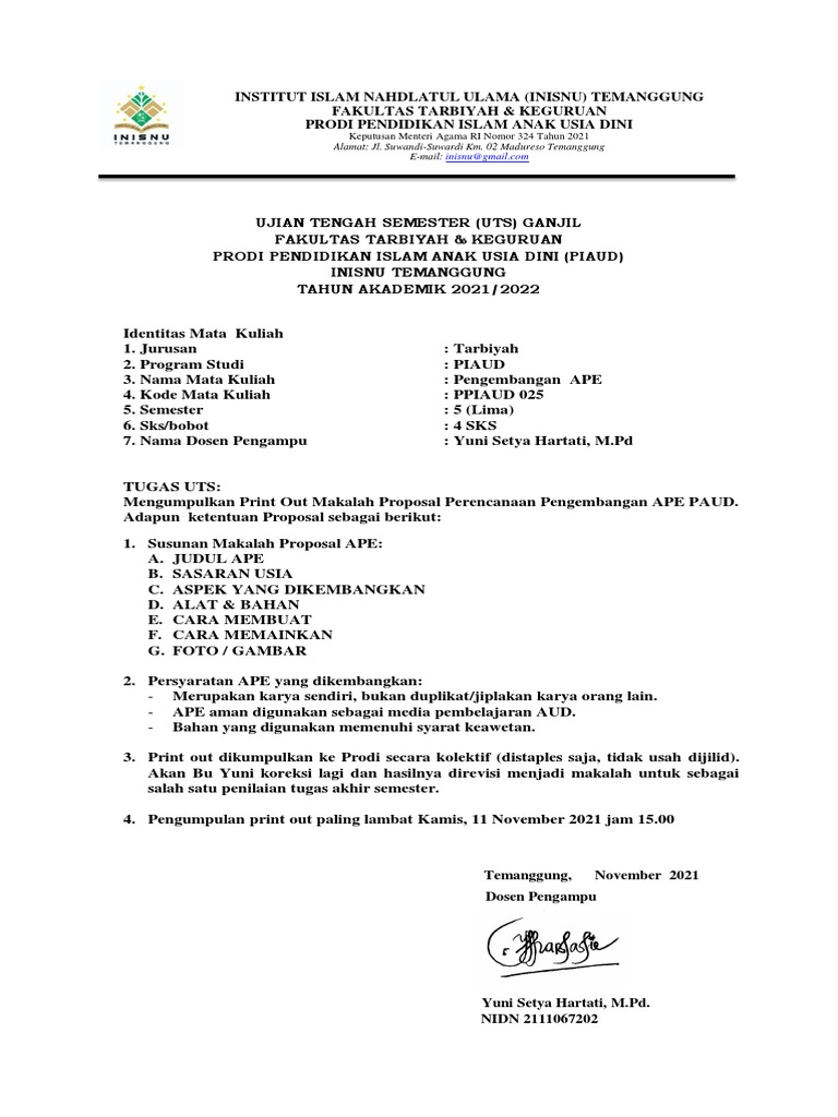 Uts Pengembangan Ape 2021 | PDF