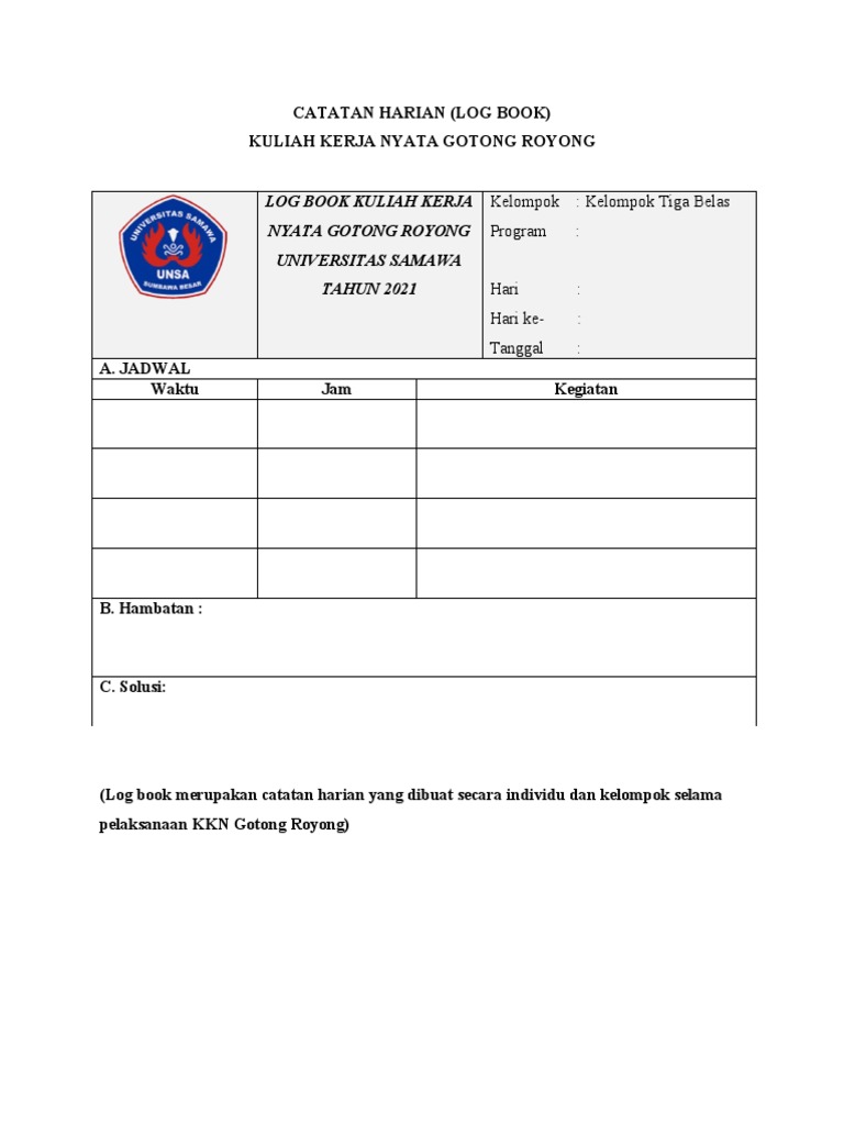 Contoh Logbook KKN Gotong Royong | PDF