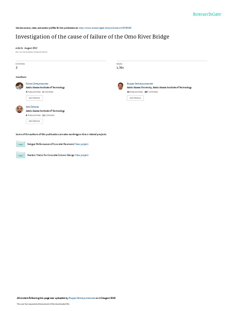 Investigation of The Cause of Failure of The Omo River Bridge | PDF ...