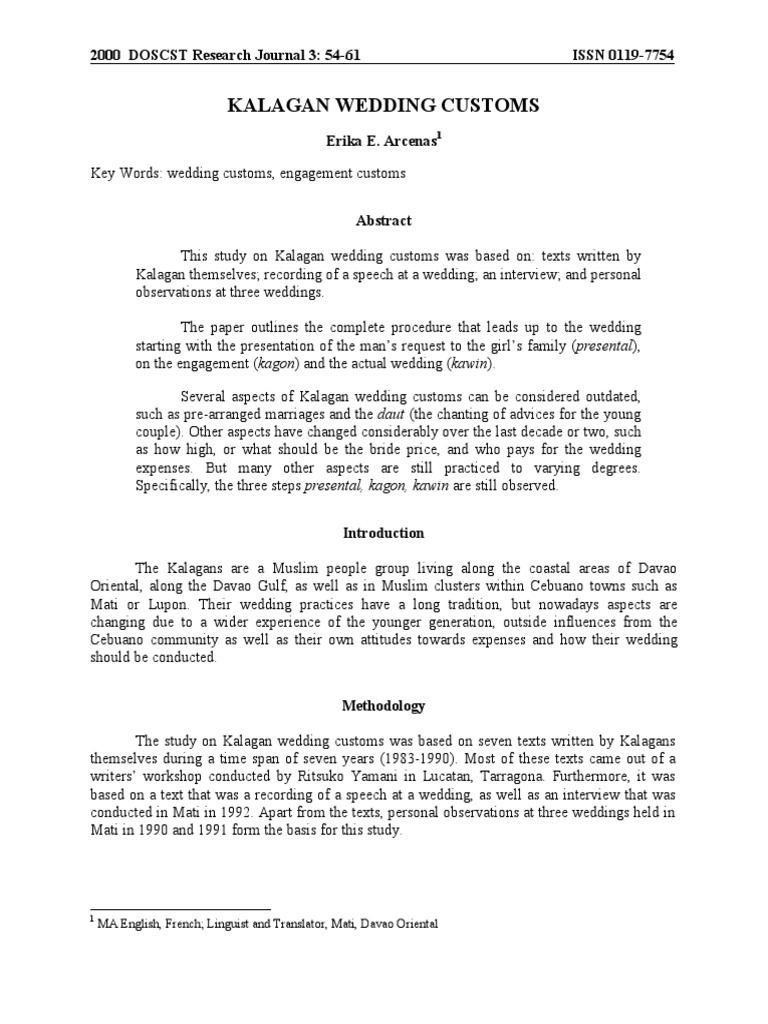Kalagan Wedding Customs | PDF | Wedding | Engagement
