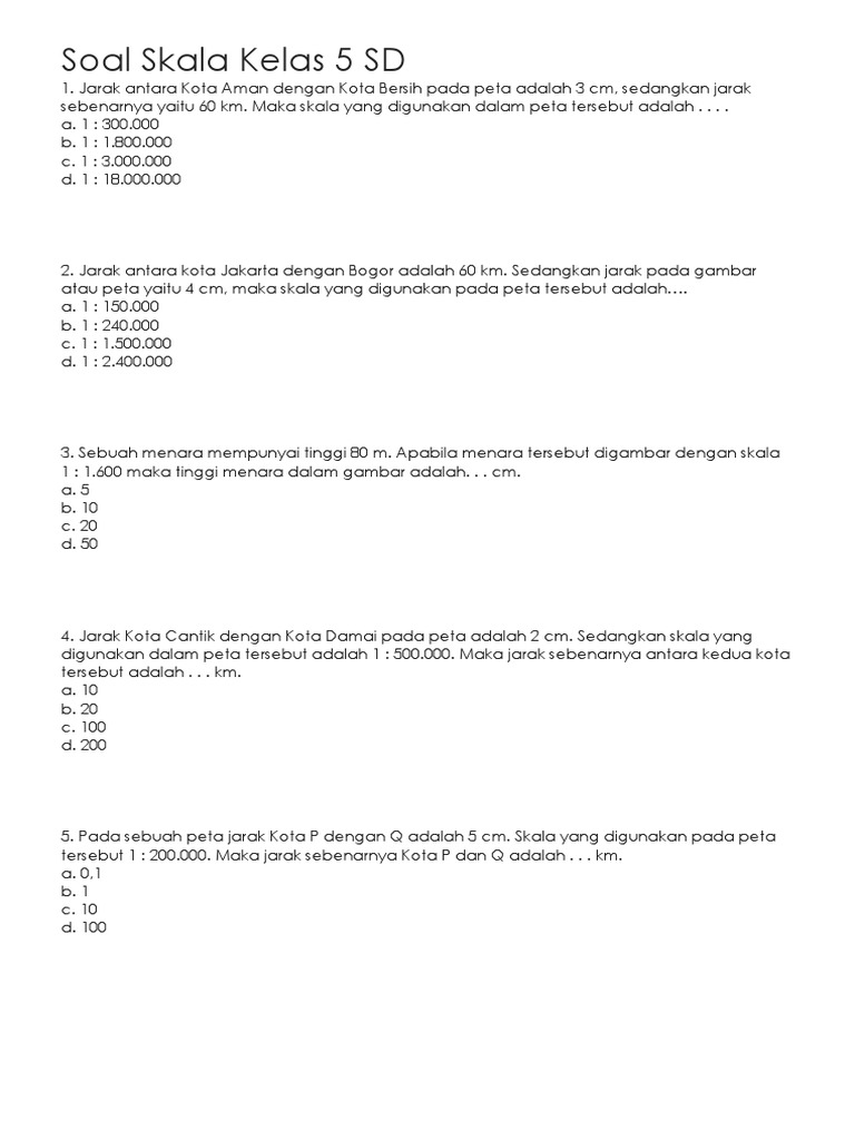 Soal Skala Kelas 5 SD | PDF