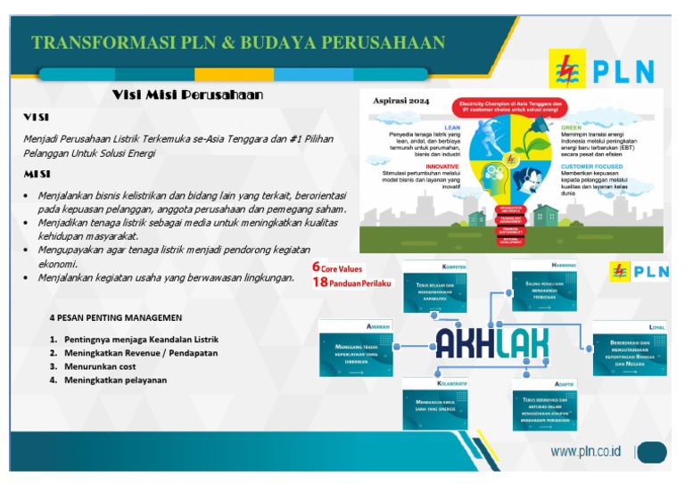 Visi Misi PLN & Tata Nilai | PDF