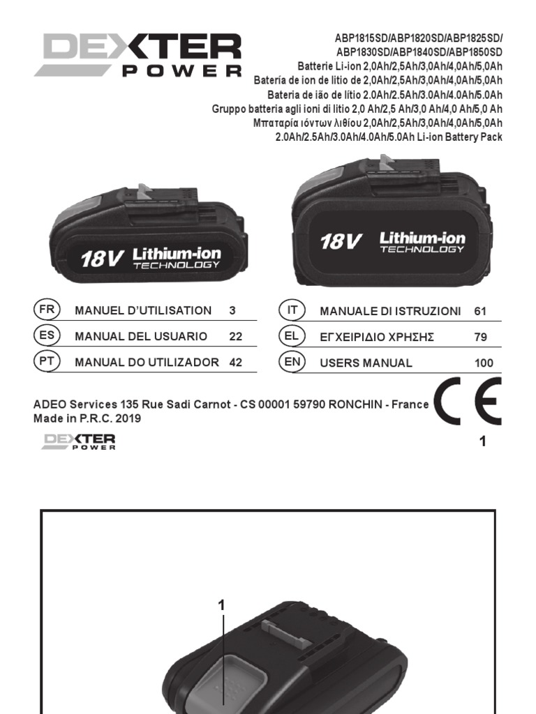 Batterie Li-ion Dexter Power 18V | PDF | Chargeur (électricité) | Recyclage