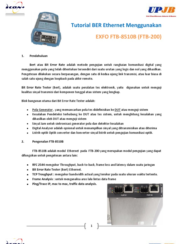 Tutorial Pengujian BER Ethernet FTB-8510B | PDF