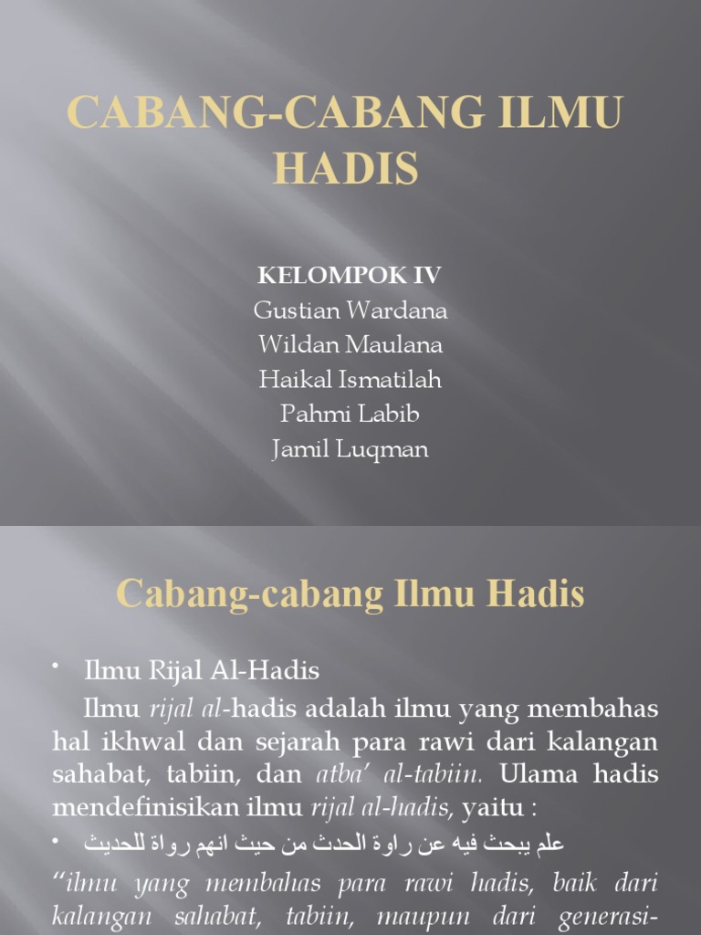 Cabang-Cabang Ilmu Hadis | PDF