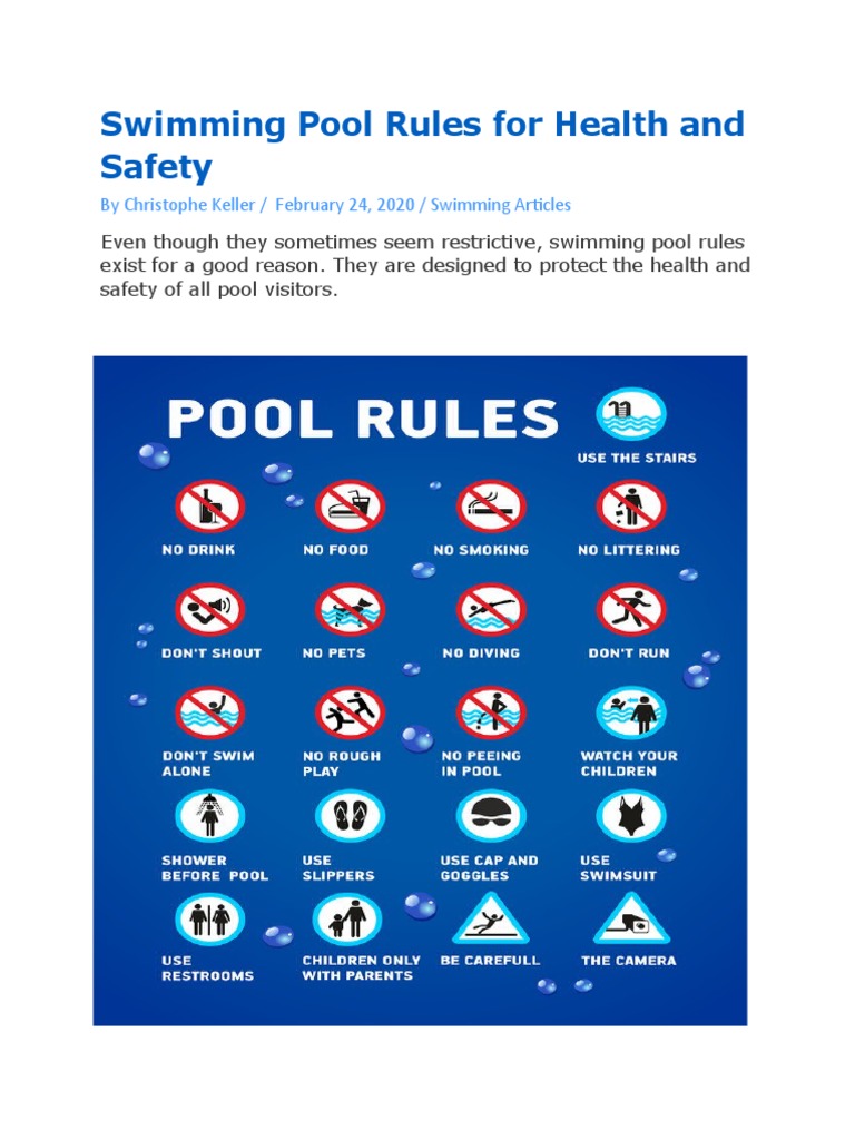 Rules in The Pool | PDF | Swimming Pool | Swimming