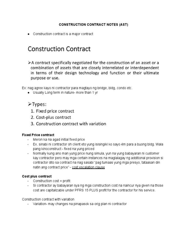 Construction Contract Notes (Ast) | PDF