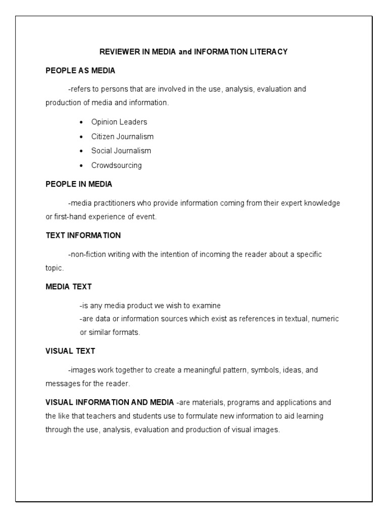 Media and Information Literacy | PDF | Mass Media | Information