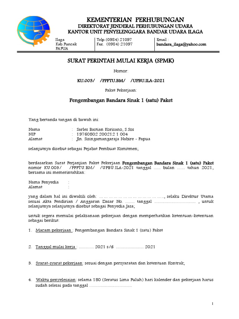 SPMK Pengembangan Bandara Sinak | PDF