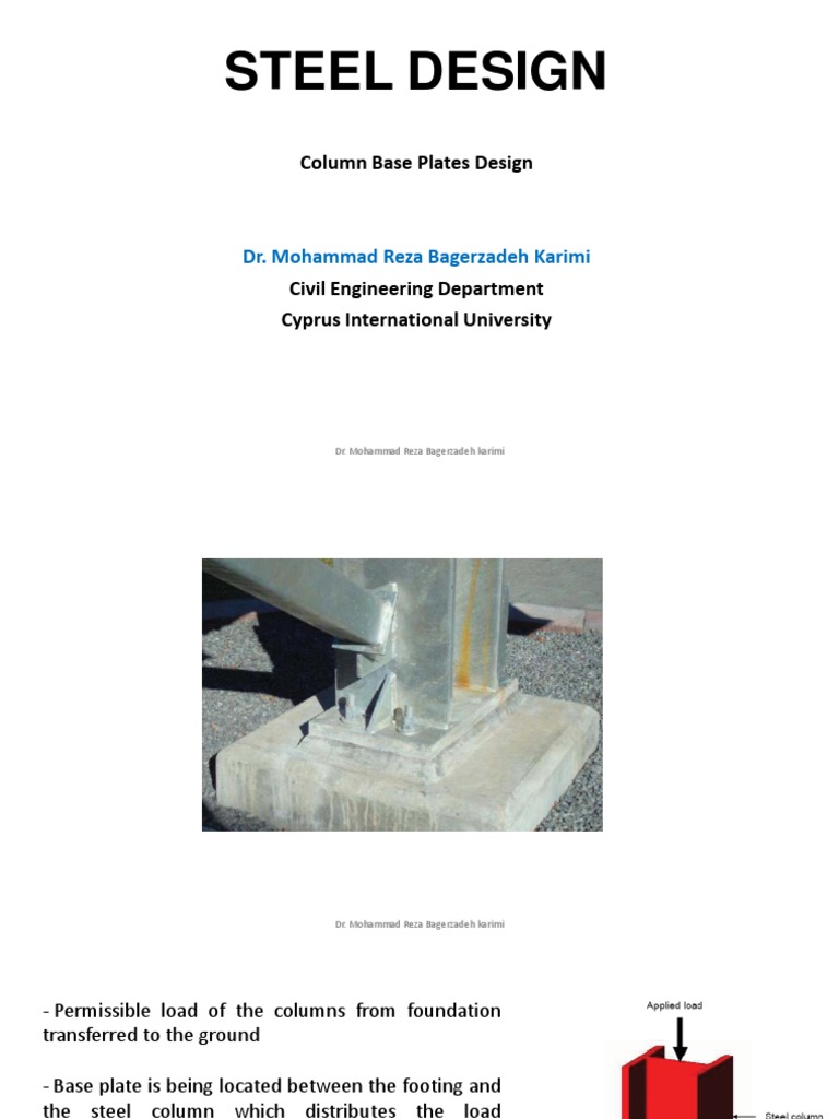 Steel Design: Column Base Plates Design | PDF | Column | Bending