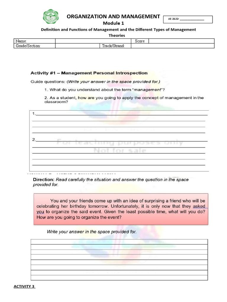 Organization and Management: Definition and Functions of Management and ...
