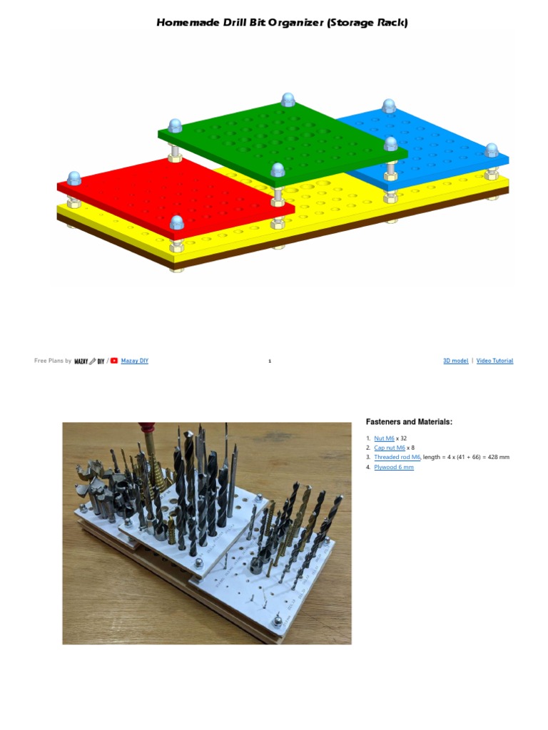 Homemade Drill Bit Organizer (Storage Rack) : Mazay DIY 3D Model Video ...