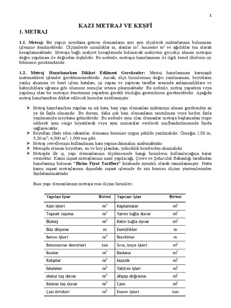 Kazi Metraj Ve Kesfi | PDF