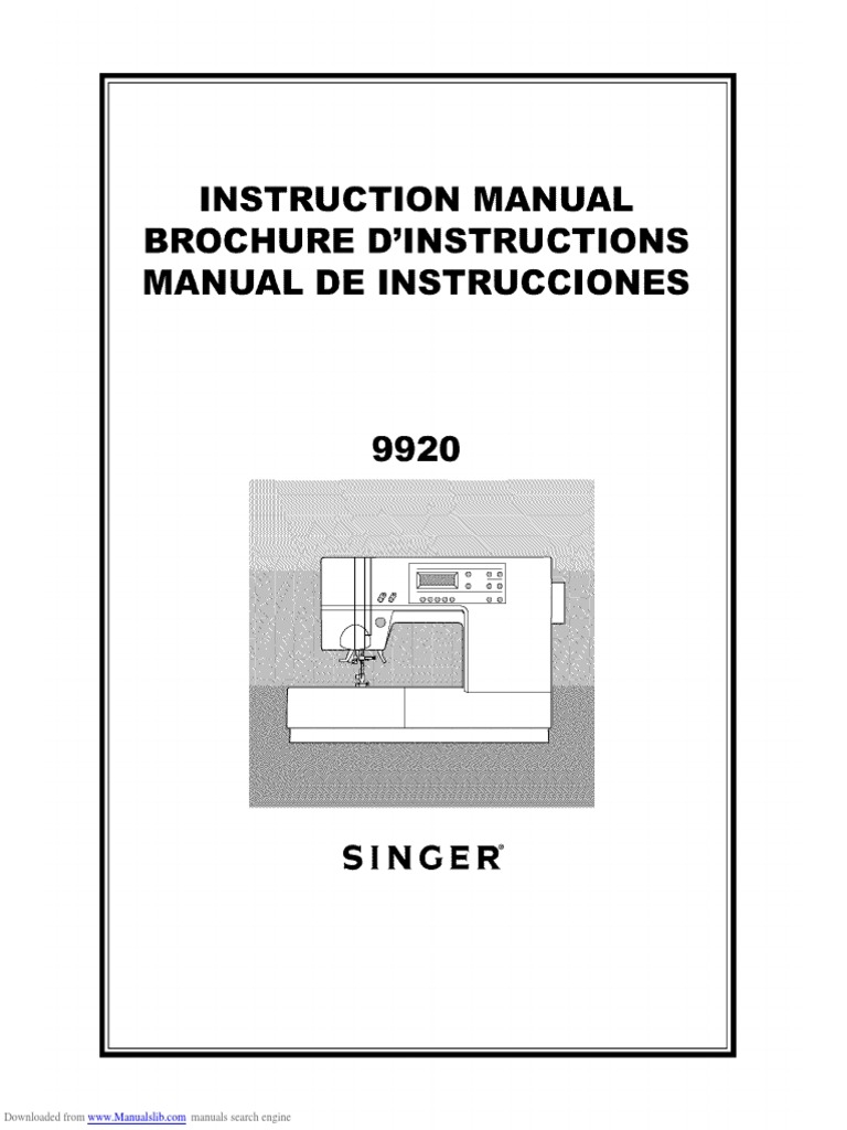 Singer Quantum 9920 en | PDF | Sewing Machine | Sewing