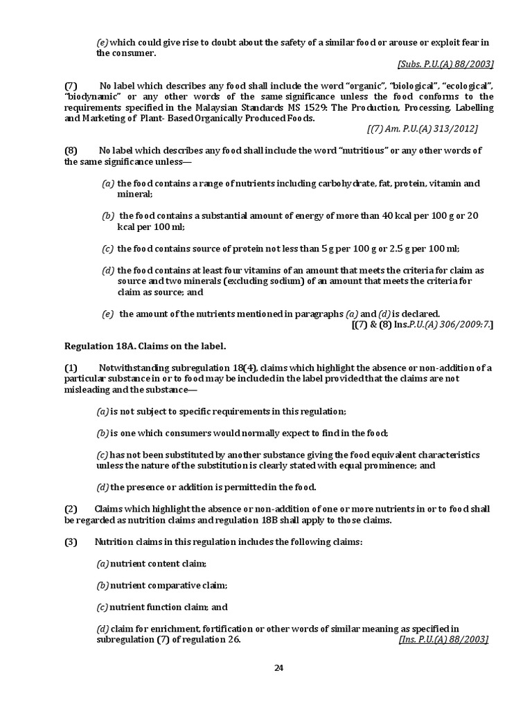 Regulation 18A, 18B, 18C, 18D (As at August 2020) | PDF | Vitamin ...