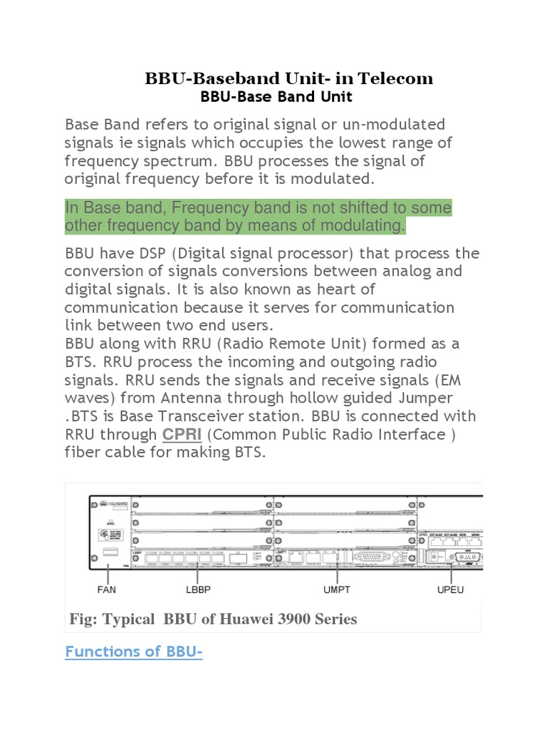 BBU-Baseband Unit-In Telecom | PDF | Radio | Modulation
