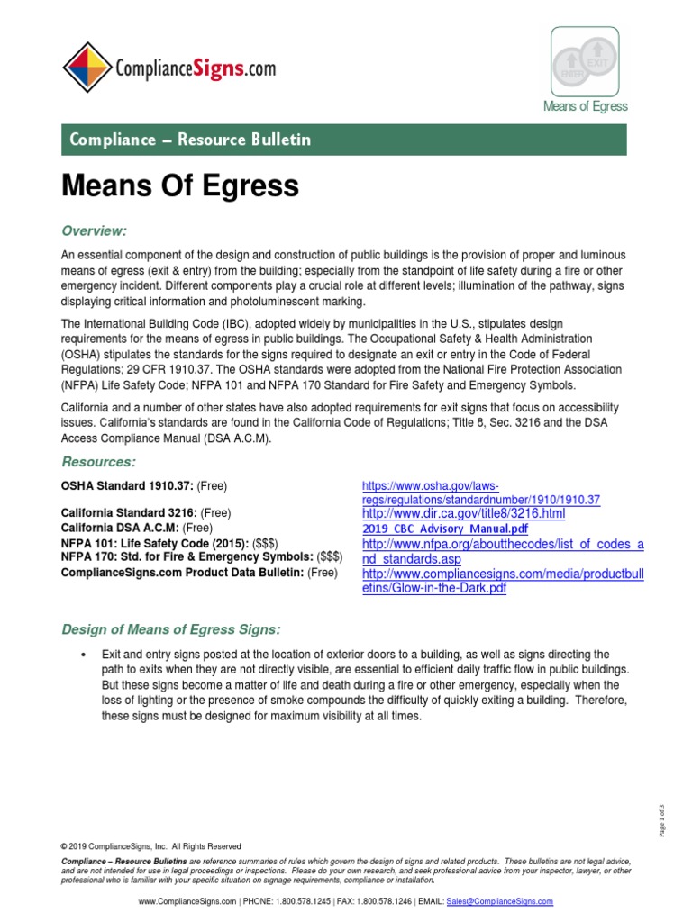 Means of Egress: Compliance - Resource Bulletin | PDF | Safety