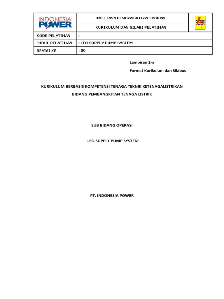 Mempersiapkan Operator Baru untuk Sistem Pompa Pasokan LFO | PDF