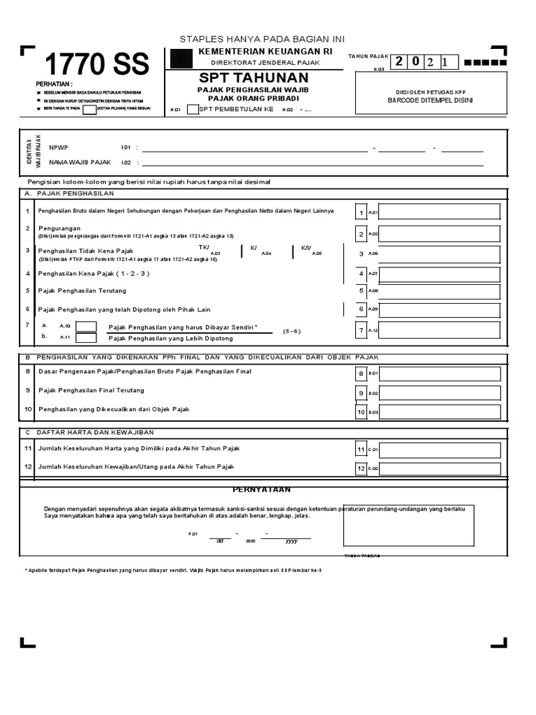 Formulir SPT 1770 SS 2014 | PDF