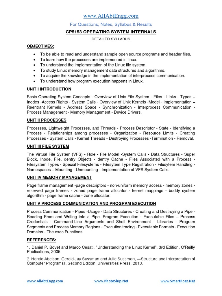 Linux Operating System Internals Syllabus | PDF | File System | Process (Computing)