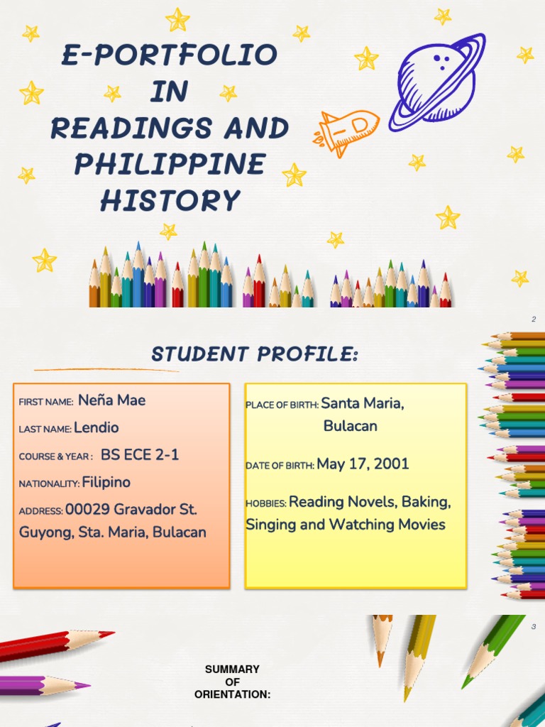 E-Portfolio in Readings and Philippine History (Lendionm) | PDF