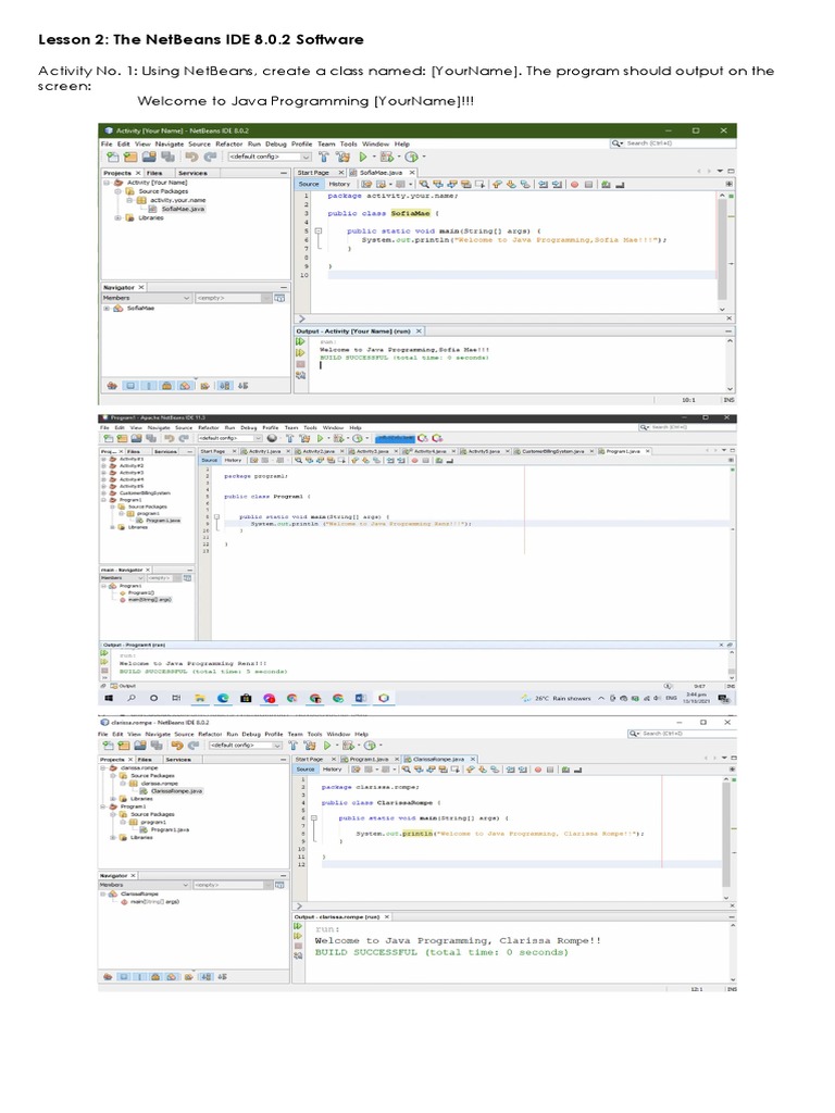 STUDY GUIDE 2 - The NetBeans IDE 8.0.2 Software (ACTIVITY 1-2) | PDF