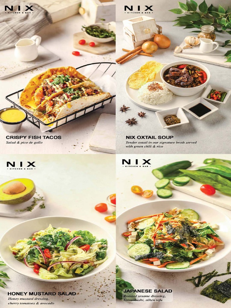 NIX Kitchen & Bar Menu | PDF | Sauce | Drink