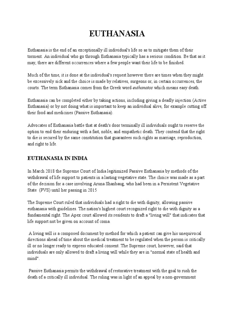 Euthanasia in India | PDF | Applied Ethics | Health Sciences