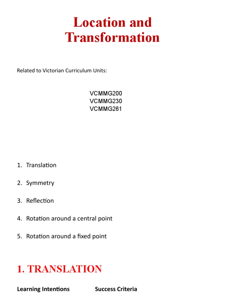 Presentation - Location and Transformation - Year 7 Maths | PDF ...