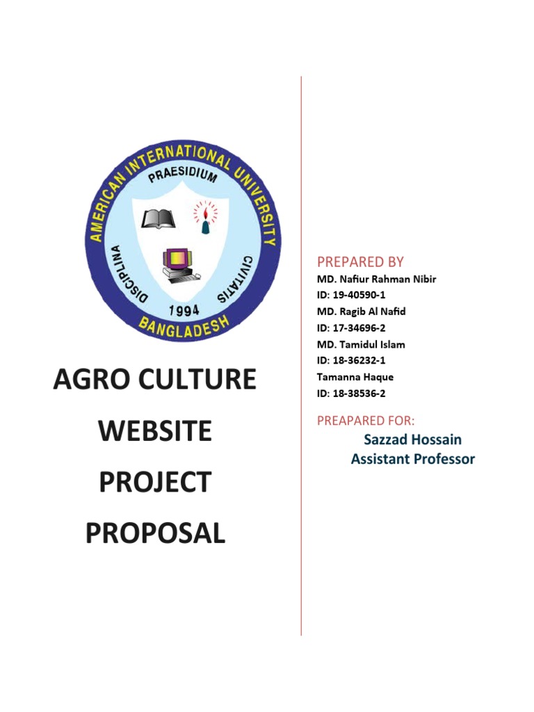 Agro Culture Project Proposal | PDF | Databases | Internet & Web
