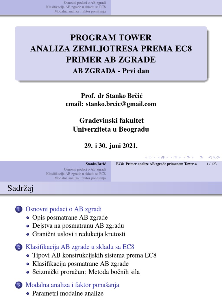 Dimenzionisanje AB Zgrade | PDF