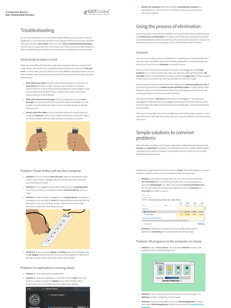 Computer Basics - Basic Troubleshooting Techniques | PDF | Troubleshooting | Computer Architecture