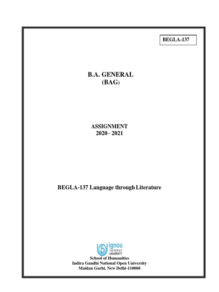BEGLA-137 Assignment Guidelines 2024-25 | PDF | Question