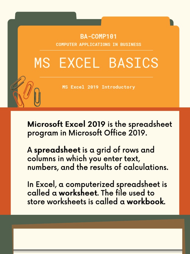 BA-COMP101: Ms Excel Basics | PDF