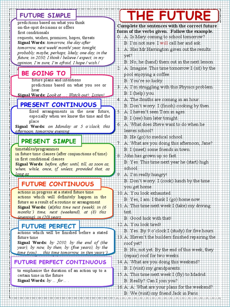Future Tense Practice Exercises | PDF | Syntax | Linguistic Typology