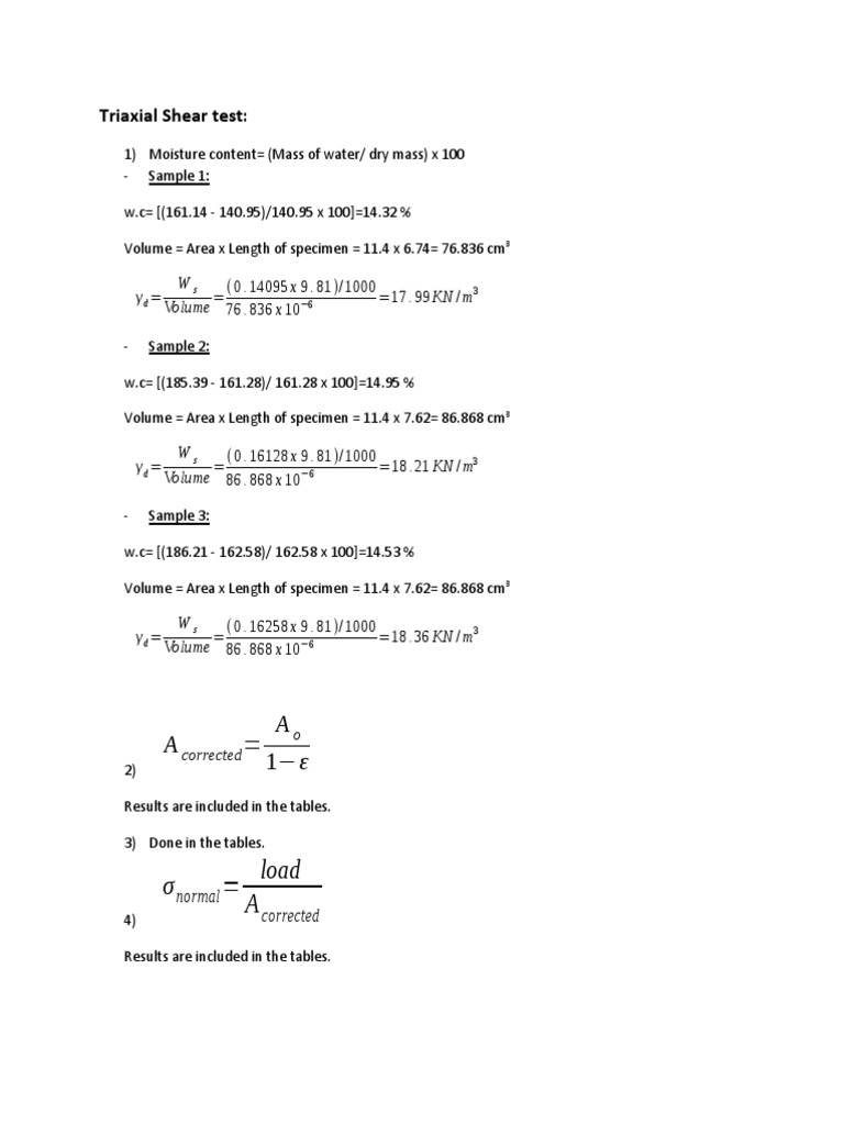 Triaxial Shear Test Results Analysis | PDF