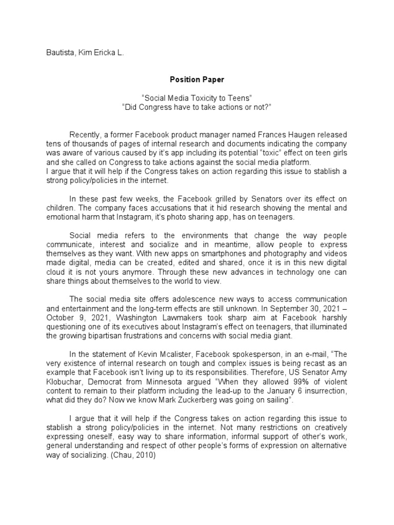 Position Paper | PDF | Popular Culture & Media Studies | Social Media