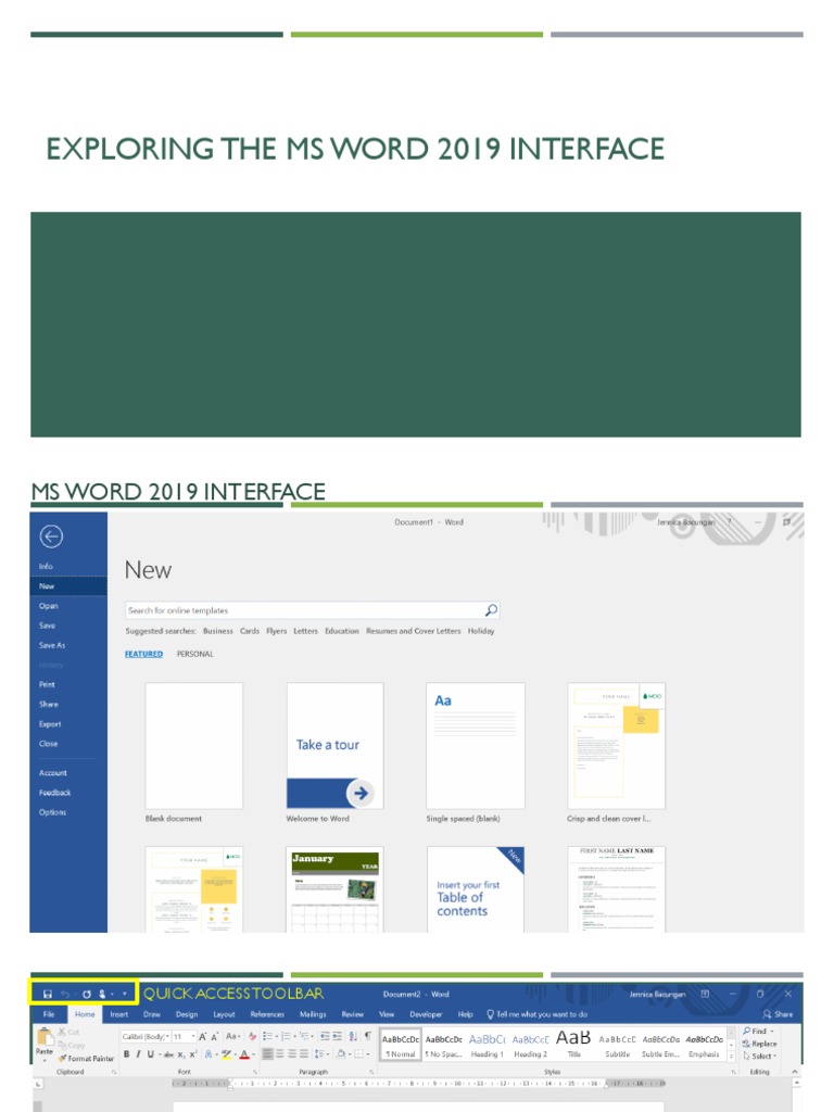 Lesson2 MSWord 2019 Interface | PDF