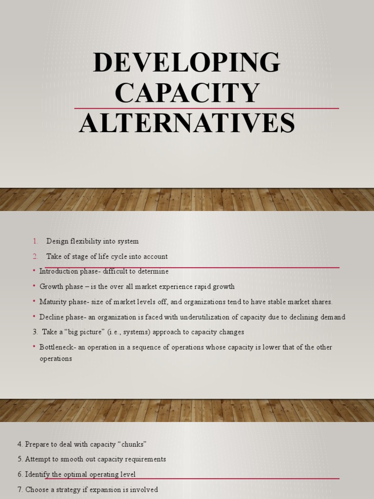 Chapter 5 Developing Capacity Alternatives (Clara) | PDF