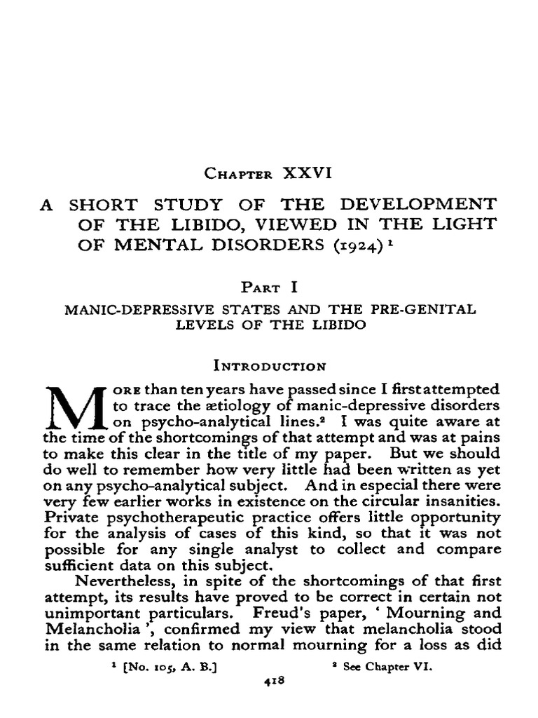 A Karl Abraham - A Short Study of The Development of The Libido (1924 ...