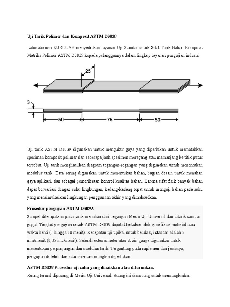 Uji Tarik Polimer Dan Komposit ASTM D3039 | PDF