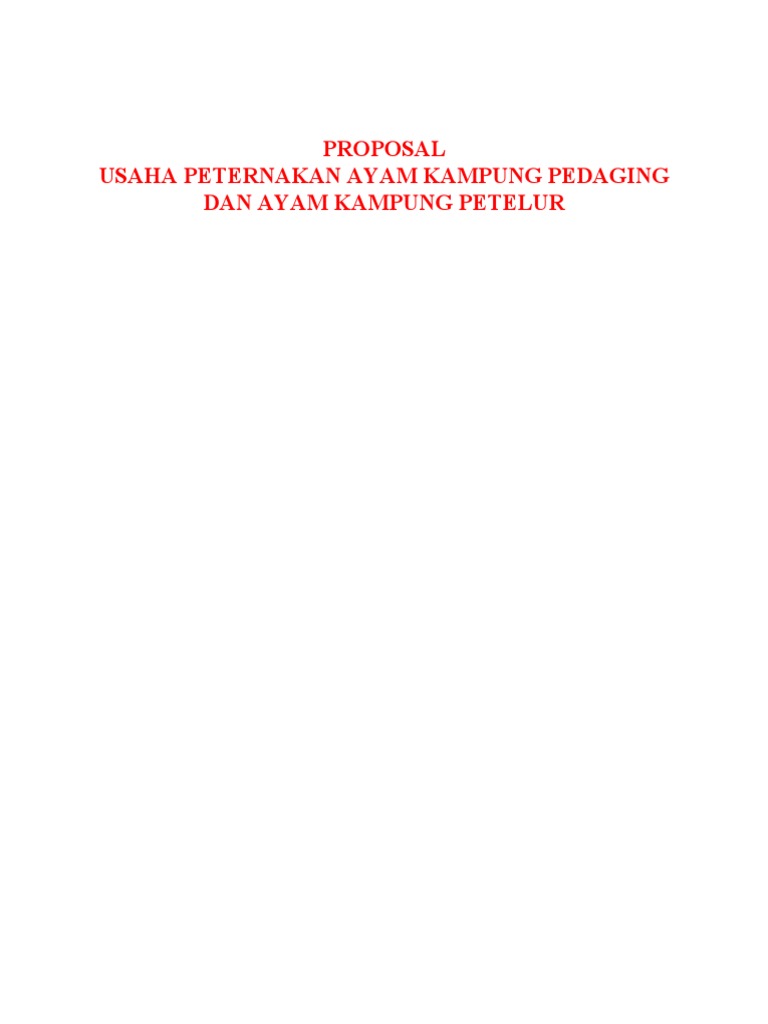 Proposal Usaha Peternakan Ayam Kampung Pedaging Dan Petelur | PDF