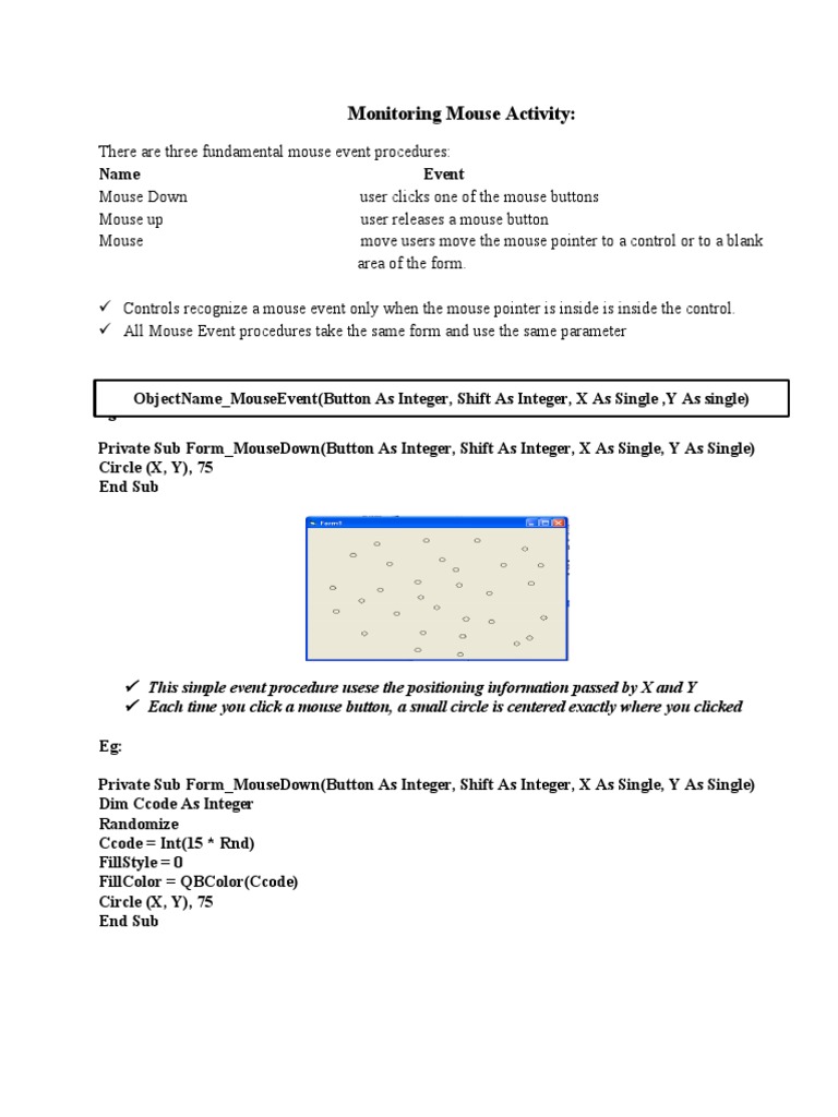 Monitoring Mouse Activity | PDF | Parameter (Computer Programming) | Subroutine