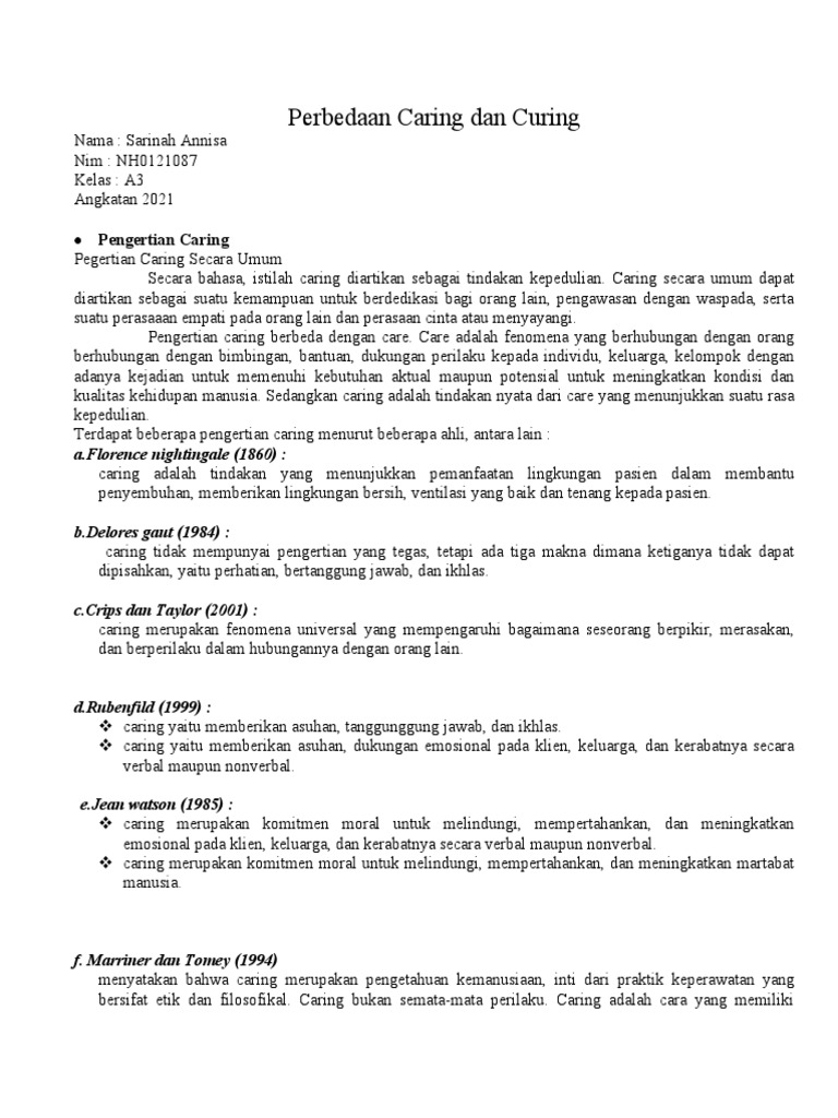 Perbedaan Caring Dan Curring 1 | PDF