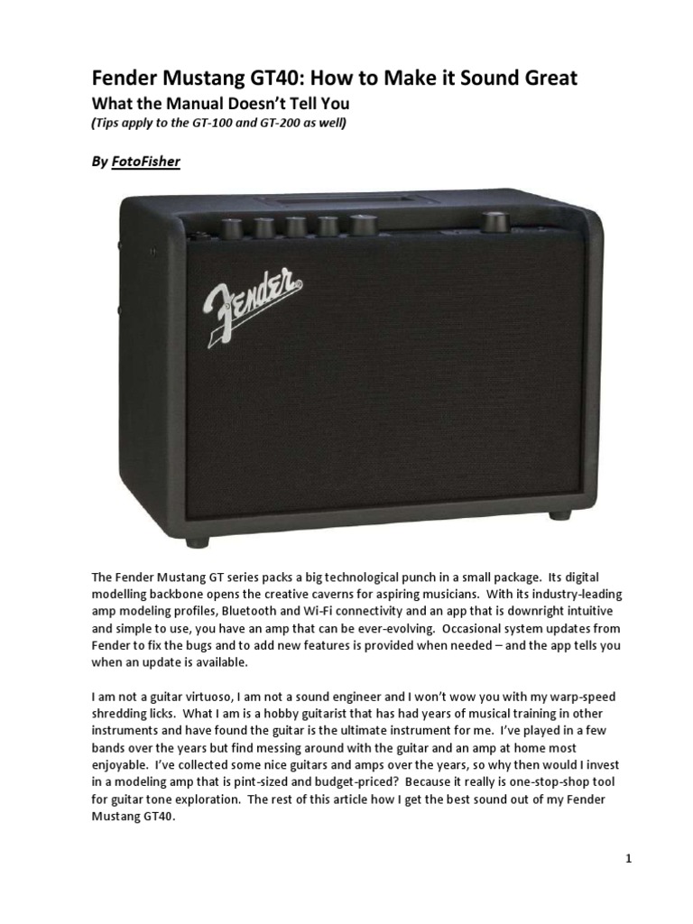 Fender GT 40 How To Make It Sound Great | PDF | Equalization (Audio) | Electronics