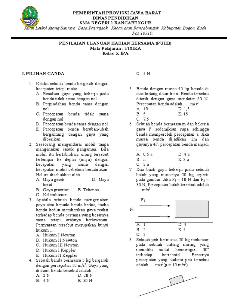 X Soal Puhb Fisika Ok | PDF