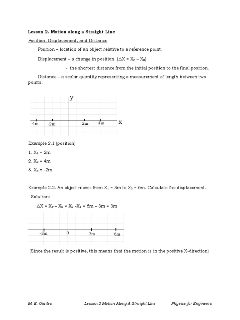 Lesson 2. Motion Along A Straight Line | PDF | Velocity | Acceleration