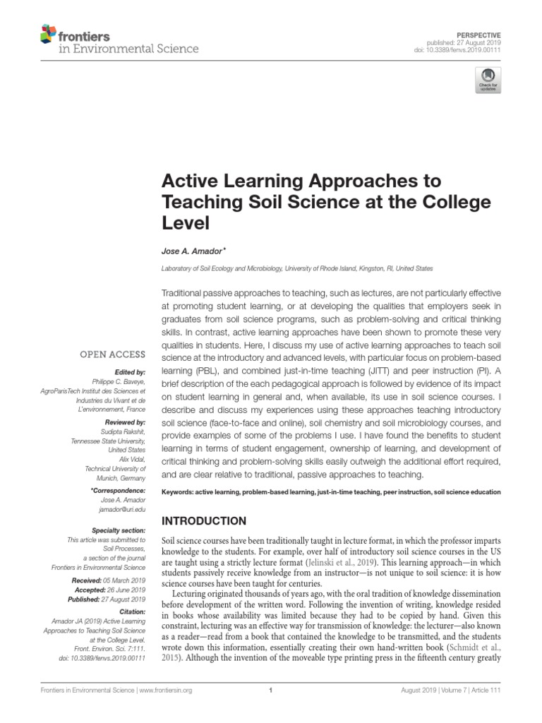 Active Learning Approaches To Teaching Soil Scienc | PDF | Educational Psychology | Communication