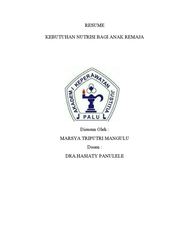 Resume Kebutuhan Nutrisi Bagi Anak Remaja | PDF