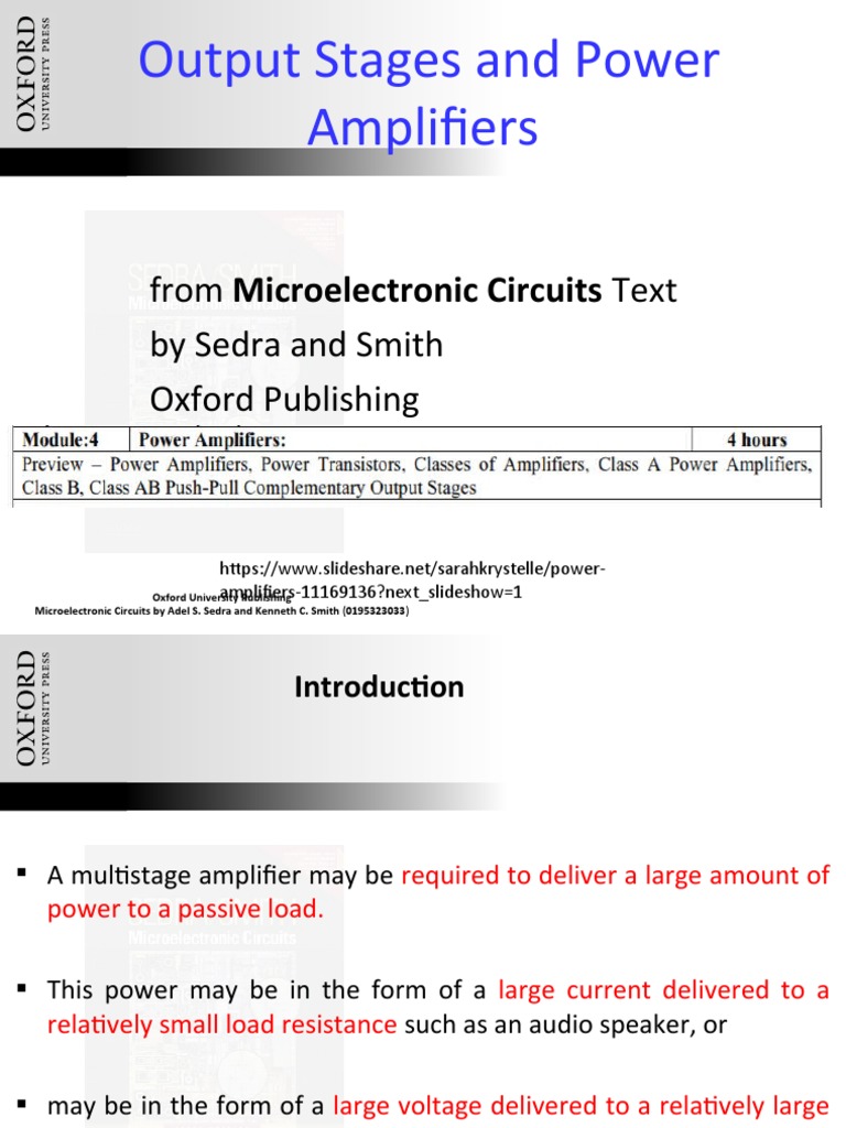 Output Stages and Power: Amplifiers | PDF | Amplifier | Bipolar Junction Transistor